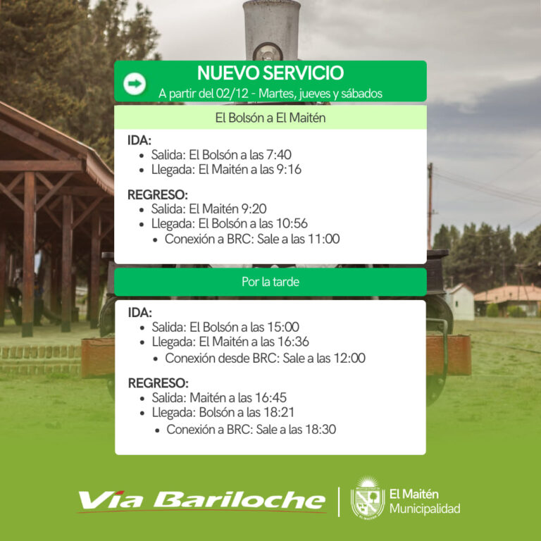 El Via Bariloche llegó en El Maitén ampliando sus servicios en la ...